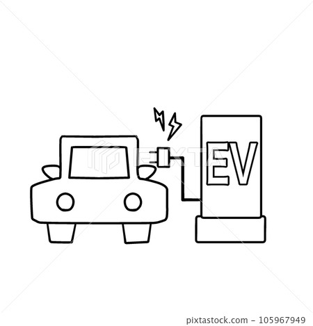 An illustration of an electric car. Marks that... - Stock Illustration ...