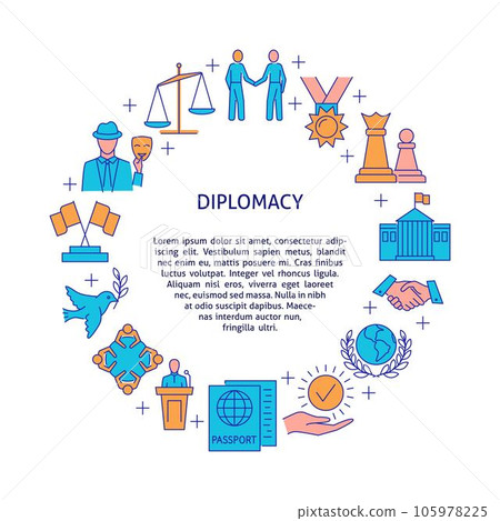 Diplomacy round banner with place for text - Stock Illustration ...