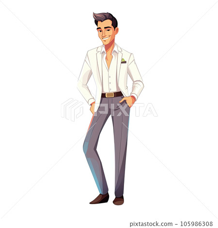 Dashing male character cartoon illustration -...-插圖素材 [105986308] - PIXTA圖庫