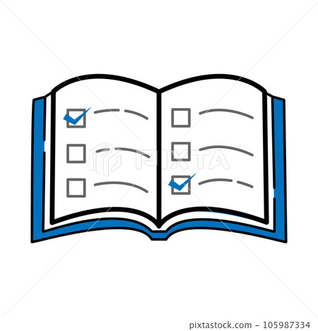 Open book with checklist pages in blue cover - Stock Illustration ...