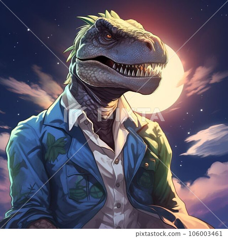 Dinosaur Icon (PFP) | Dinosaur and Moon - Stock Illustration [106003461 ...