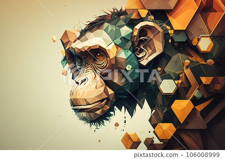 abstract geometric monkey concept created by... - Stock Illustration ...
