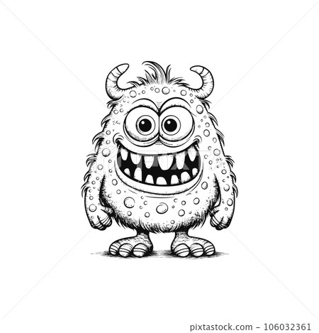 The Black and White Cartoon Monster-插圖素材 [106032361] - PIXTA圖庫