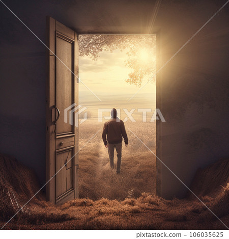 The introverts path to self-discovery man... - Stock Illustration ...