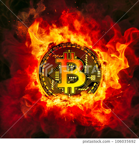 Bitcoin sign on fire, Generative AI-插圖素材 [106035692] - PIXTA圖庫