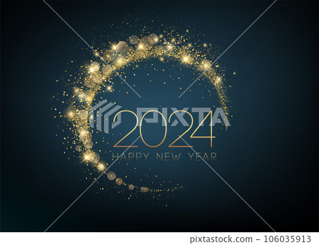 2024 New Year Abstract shiny color gold design... - Stock Illustration ...