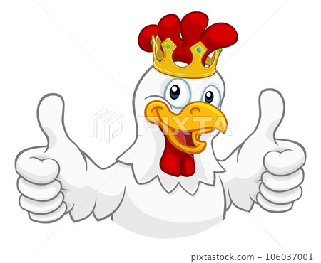 King Chicken Rooster Cockerel Bird Crown Cartoon - Stock Illustration ...