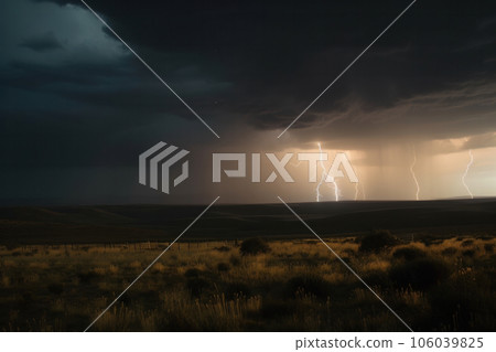 A stunning landscape of a vast open field with... - Stock Illustration ...