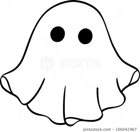 Cute Halloween ghost outline, retro spooky boo... - Stock Illustration ...
