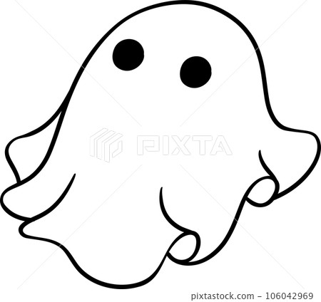 Cute Halloween ghost outline, retro spooky boo... - Stock Illustration ...