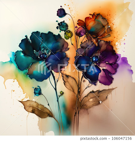 Abstract Pen Drawings Of Flowers Yo Yo Flowers Original Ink