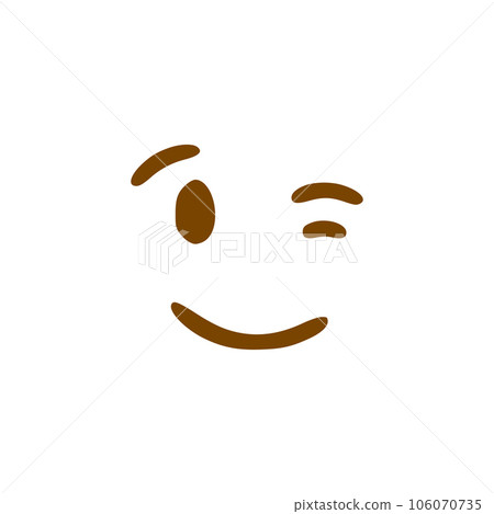 Smile winking face doodle icon. Emoticon in... - Stock Illustration ...