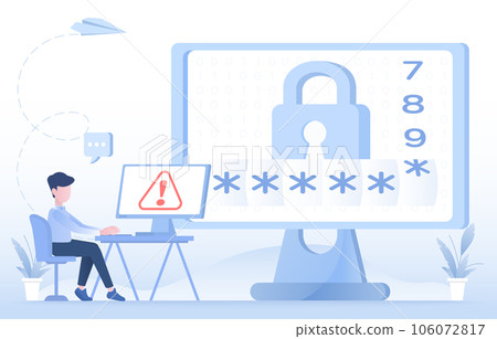 Data protection concept. Cyber safety, internet... - Stock Illustration ...