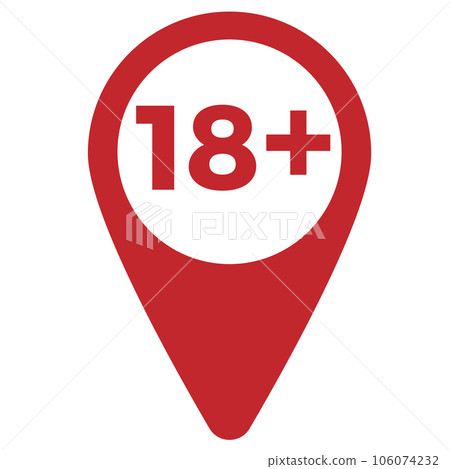 Red drop icon pointer with age limit - Stock Illustration [106074232 ...