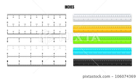 Realistic plastic rulers with black inch scale... - Stock Illustration ...