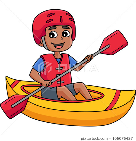 Boy Kayaking Cartoon Colored Clipart Illustration - Stock Illustration ...