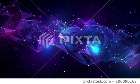 Neon glow purple low polygon, plexus... - Stock Illustration [106090162 ...