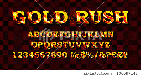 Gold rush. Gold alphabetic fonts - Stock Illustration [106097145] - PIXTA