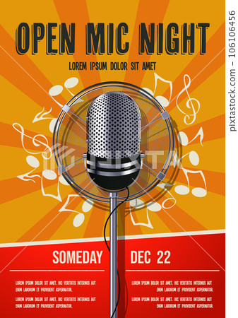 Karaoke, microphone event flyer - Stock Illustration [106106456] - PIXTA