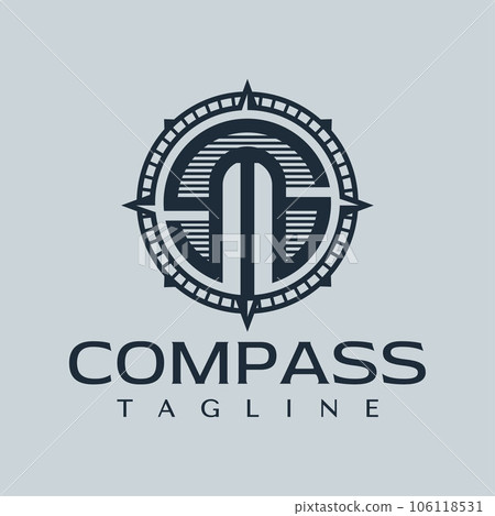 Vintage rose compass letter S M SM logo design.... - Stock Illustration ...