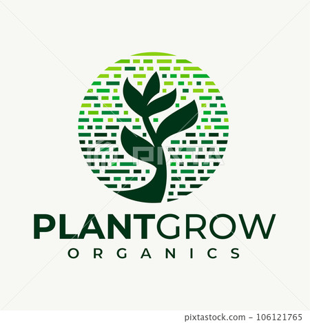 Green Plant Cultivation Logo Design Stock Illustration