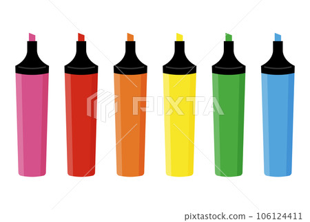 Illustration set of colorful marker pens - Stock Illustration ...