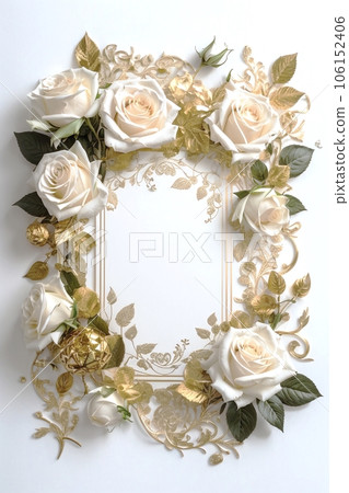 White rose picture frame and white rose frame - Stock Illustration ...