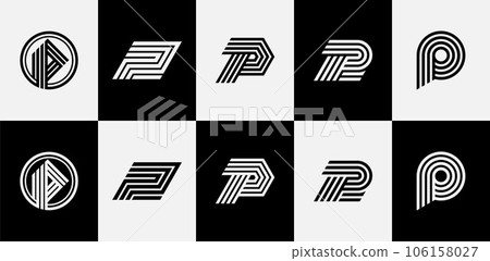 Modern line letter P logo branding. Geometric... - Stock Illustration ...