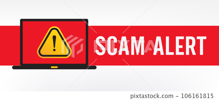 Banner with red scam alert. Attention sign.... - Stock Illustration ...