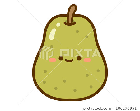 Illustration of a pear with a cute face - Stock Illustration [106170951 ...