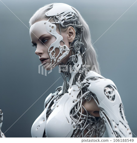 Side view of a humanoid head with a brightly... - Stock Illustration ...