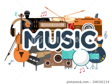 Music Elements Vector Illustration with Various...-插圖素材 [106192114 ...