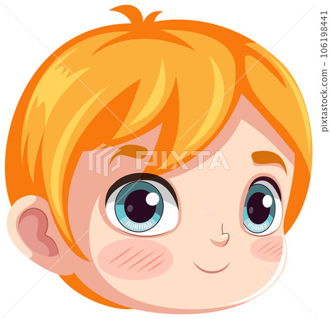 Cute girl head cartoon happy - Stock Illustration [106198441] - PIXTA