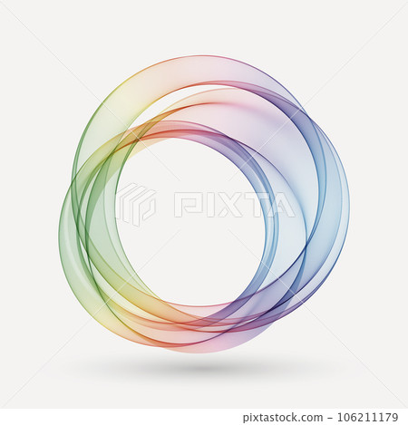 Round abstract frame, wavy lines in blue and... - Stock Illustration ...