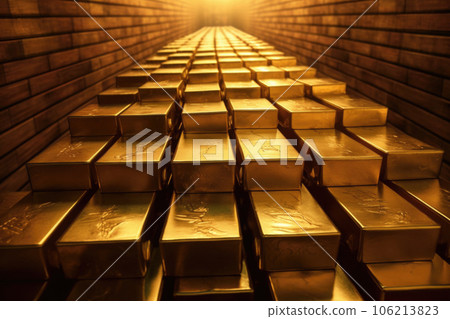 Stack of gold bars in vault. Generative AI - Stock Illustration [106213823] - PIXTA