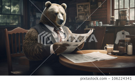 Bear Business: A Furry Executive's Morning... - Stock Illustration ...