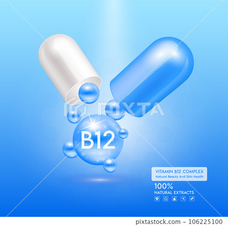 Vitamin B12 blue capsule. Treatment with... - Stock Illustration ...
