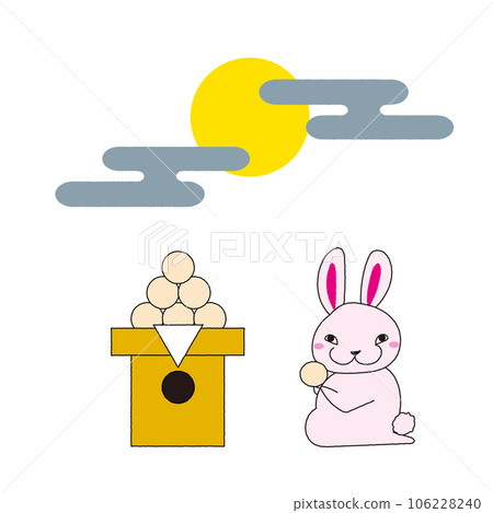 Rabbit eating moon dumplings - Stock Illustration [106228240] - PIXTA