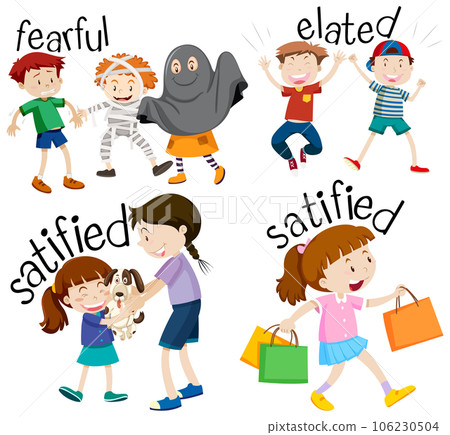 English vocabulary adjective word with cartoon... - Stock Illustration ...