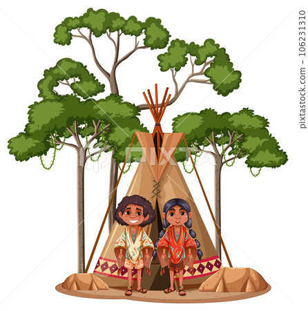 Indigenous Kids Cartoon Character-插圖素材 [106231310] - PIXTA圖庫