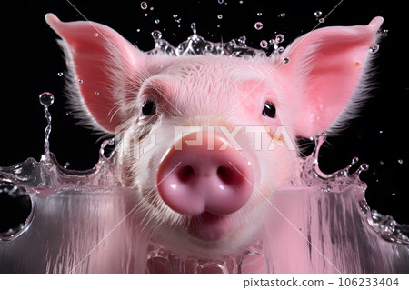Pig dripping water splashes isolated on white... - Stock Illustration ...