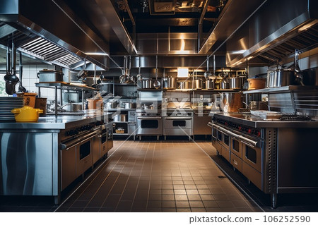 Interior of modern restaurant hotel kitchen. - Stock Illustration ...