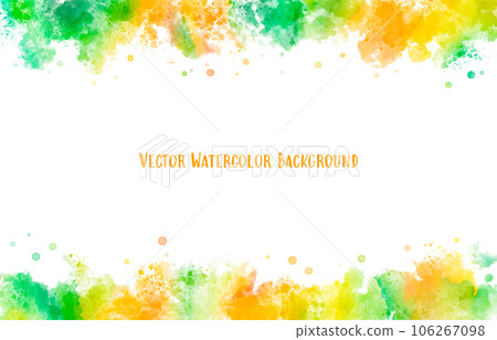Watercolor splash frame (vector) green & orange - Stock Illustration ...
