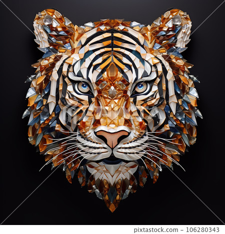 A tiger head made of beautiful gemstones....-插圖素材 [106280343] - PIXTA圖庫