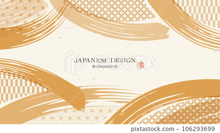 Brush and Japanese pattern background design - Stock Illustration ...
