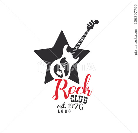 Rock club logo, est. 1976, design element with... - Stock Illustration ...