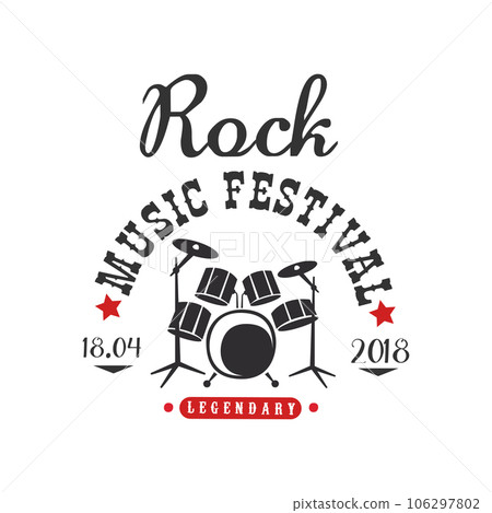 Rock music festival logo, 18.04, black and red... - Stock Illustration ...