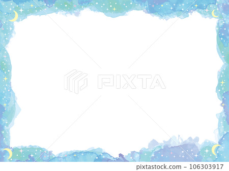 Light blue watercolor frame decorated with... - Stock Illustration ...