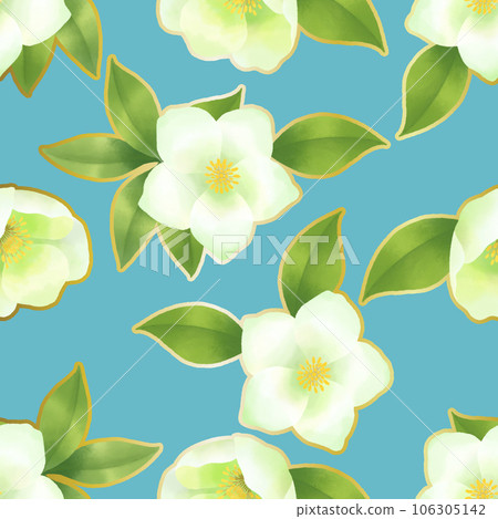 Seamless pattern with Christmas rose motif - Stock Illustration ...