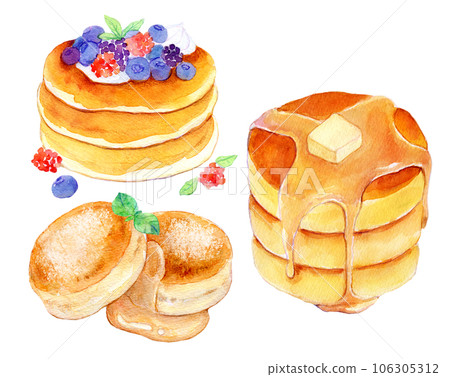 Hot cake set watercolor illustration - Stock Illustration [106305312 ...